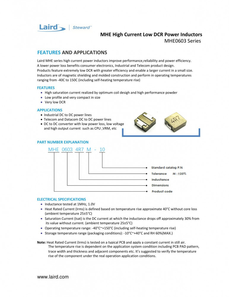 Laird MHE0603 datasheet page 1