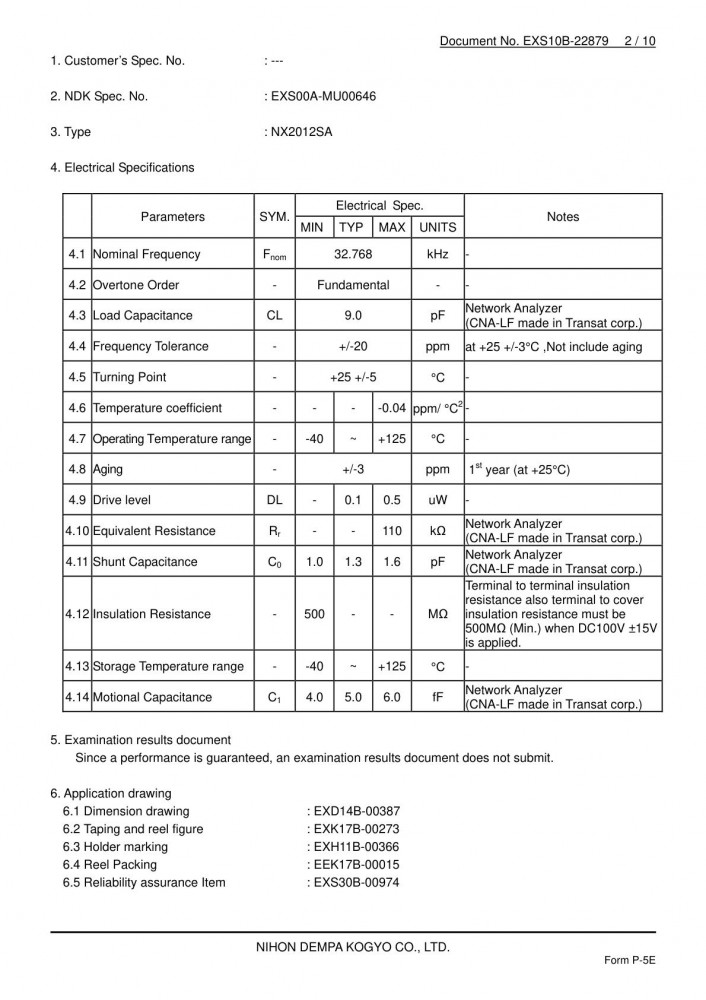 NDK NX2012SA specification page 2
