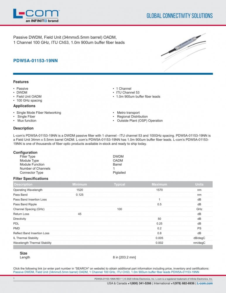 PDW5A-01153-19NN product documentation page 1