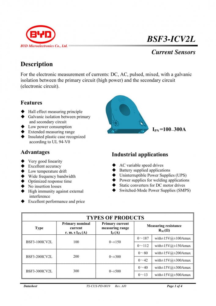 BSF3-300ICV2L technical document page 1