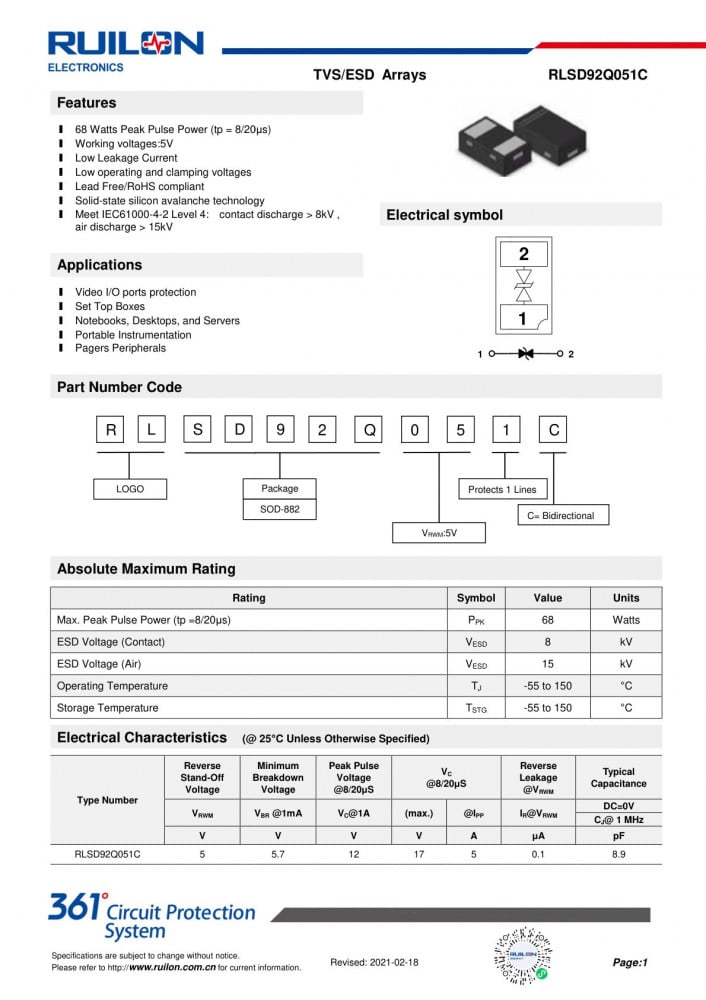 RLSD92Q051C datasheet page 1