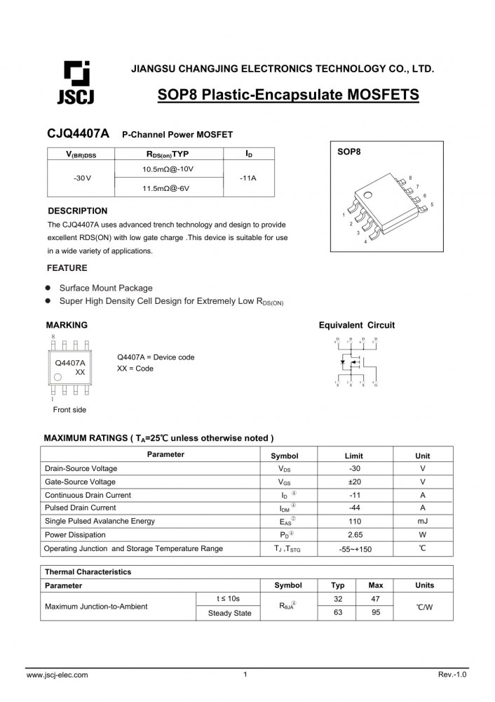 CJQ4407A datasheet page 1