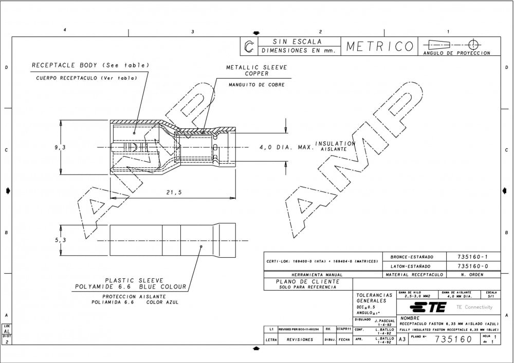 TE Connectivity 735160 technical document preview