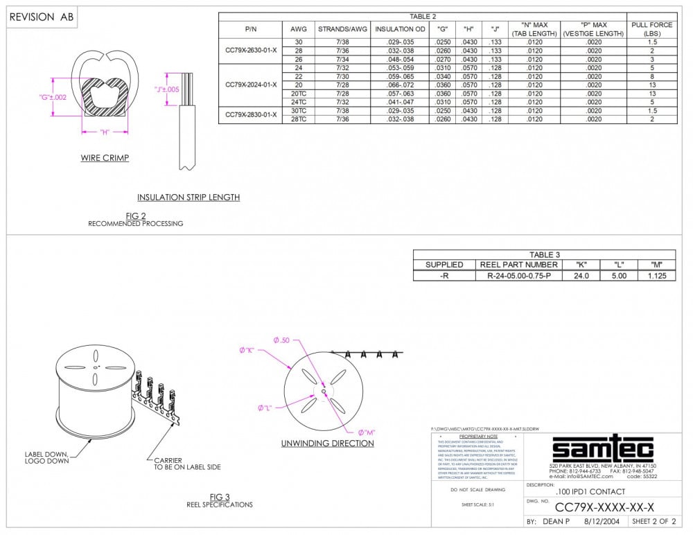 Samtec CC79L contact drawing page 2