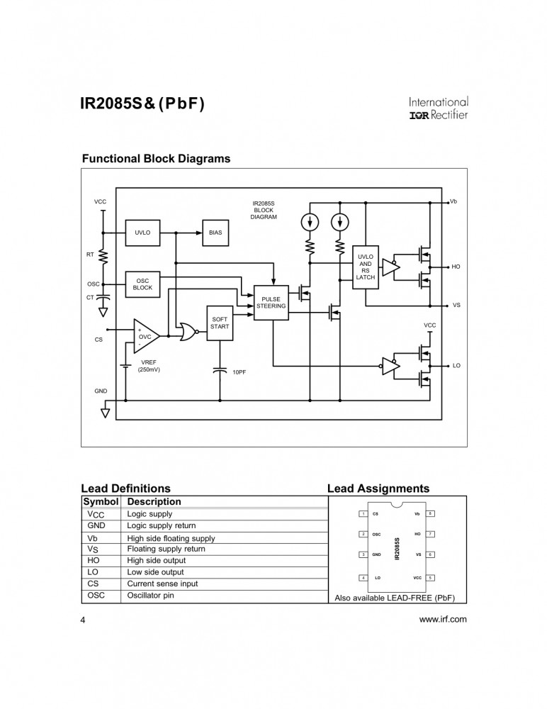 IR2085STRPbF datasheet page 4