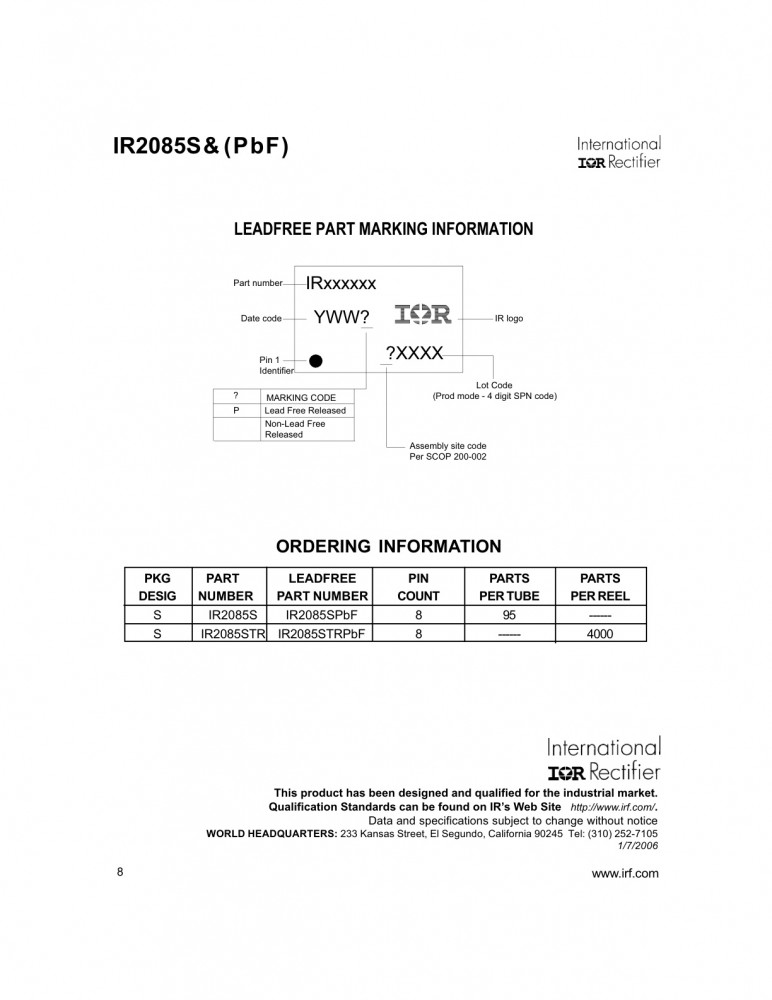 IR2085STRPbF datasheet page 8