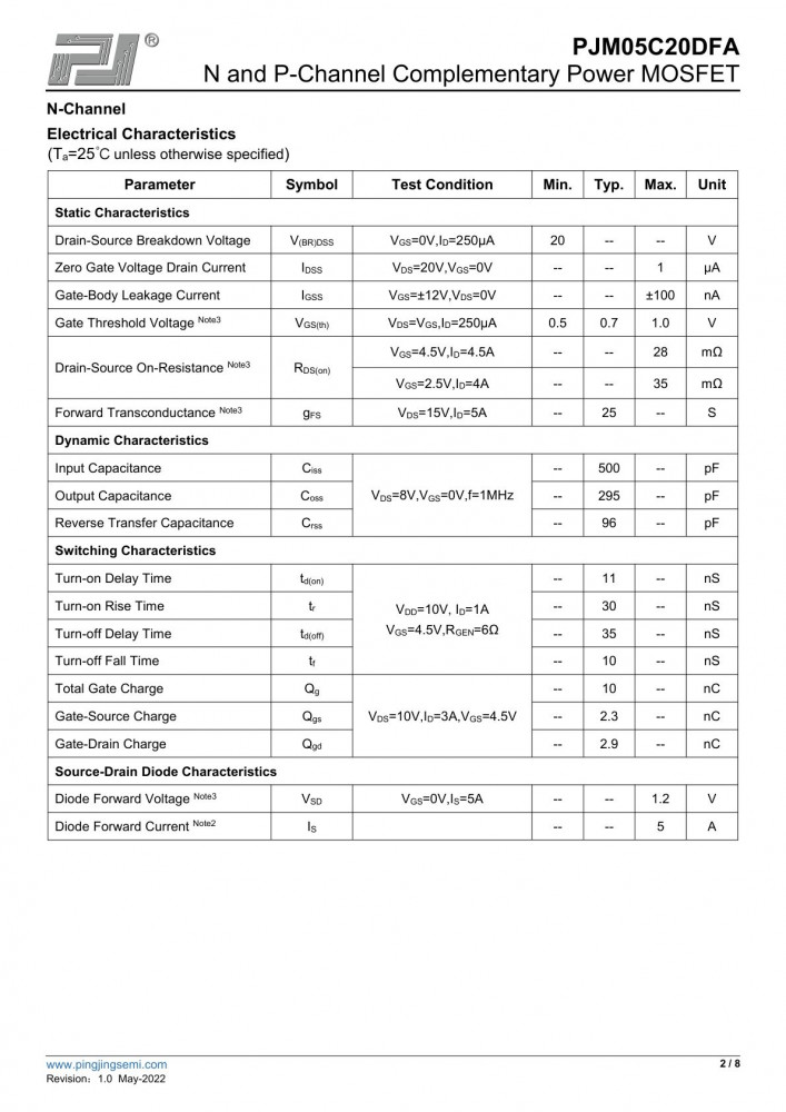 PJM05C20DFA datasheet page 2