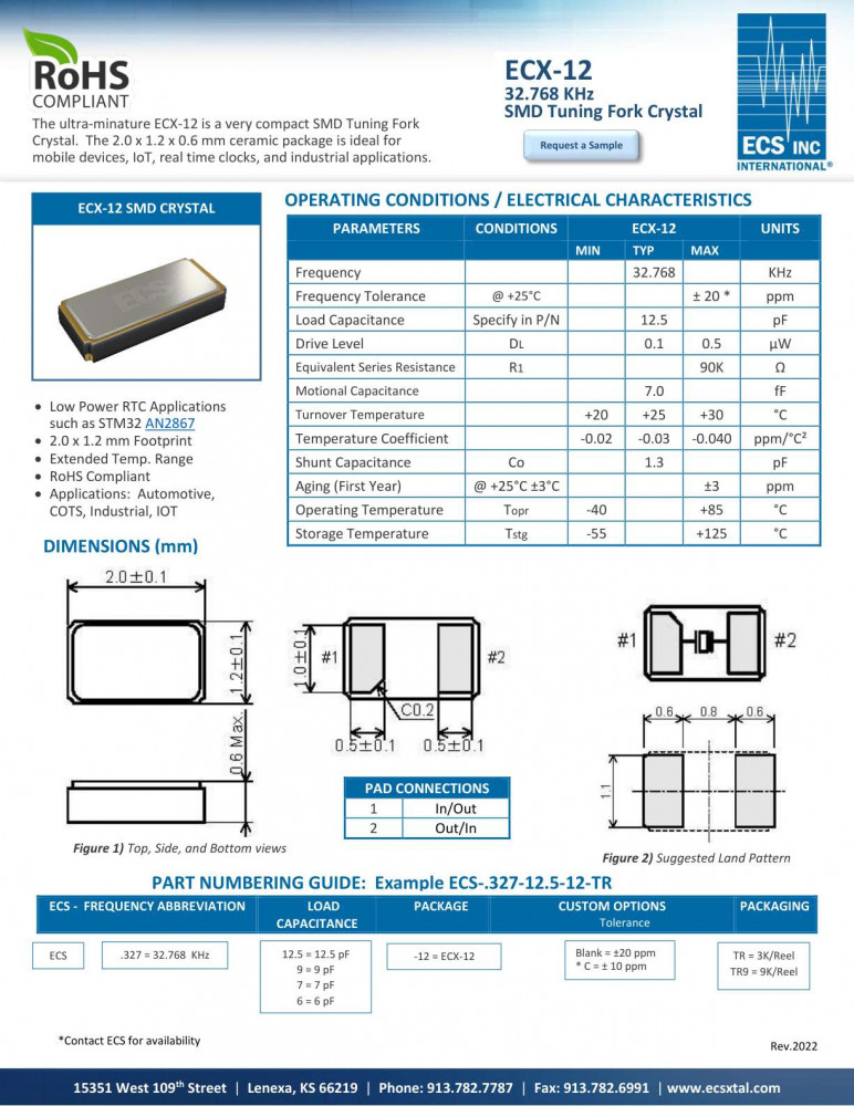 ECS ECX-12 datasheet page 1