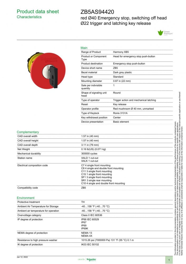 ZB5AS94420 technical document page 1