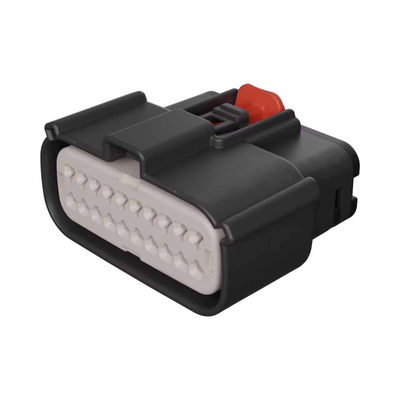 MX150 Mat-Sealed Female Connector Assembly, Dual Row, 20 Circuits, Keying Option C, with Clipslot, with Connector Position Assurance, Dark Gray for sale