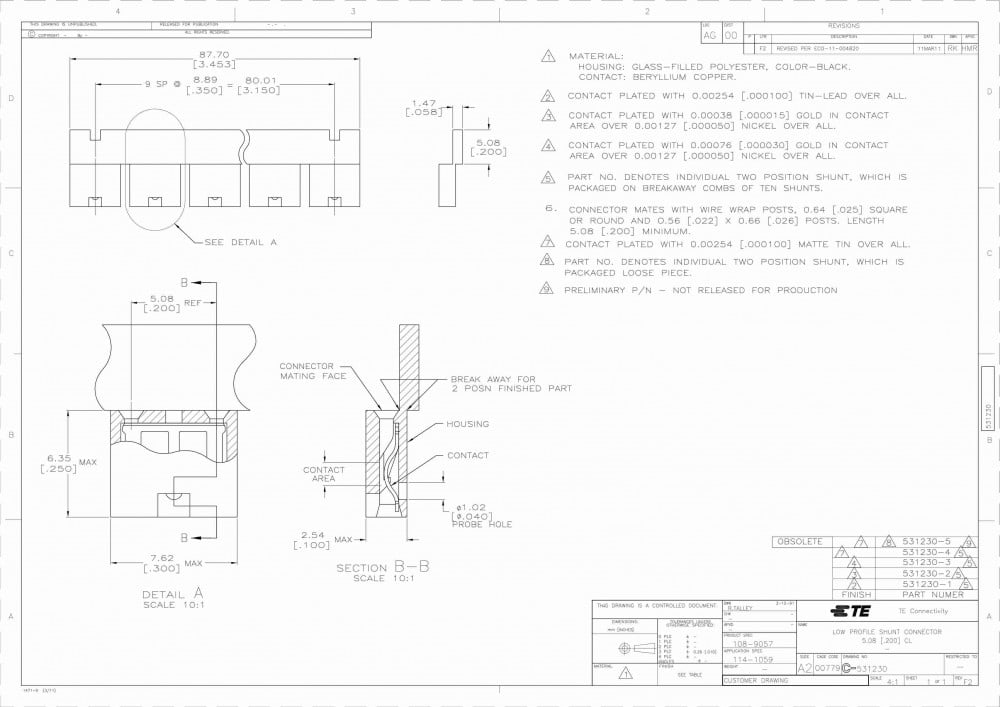 TE Connectivity 531230-4 controlled drawing preview