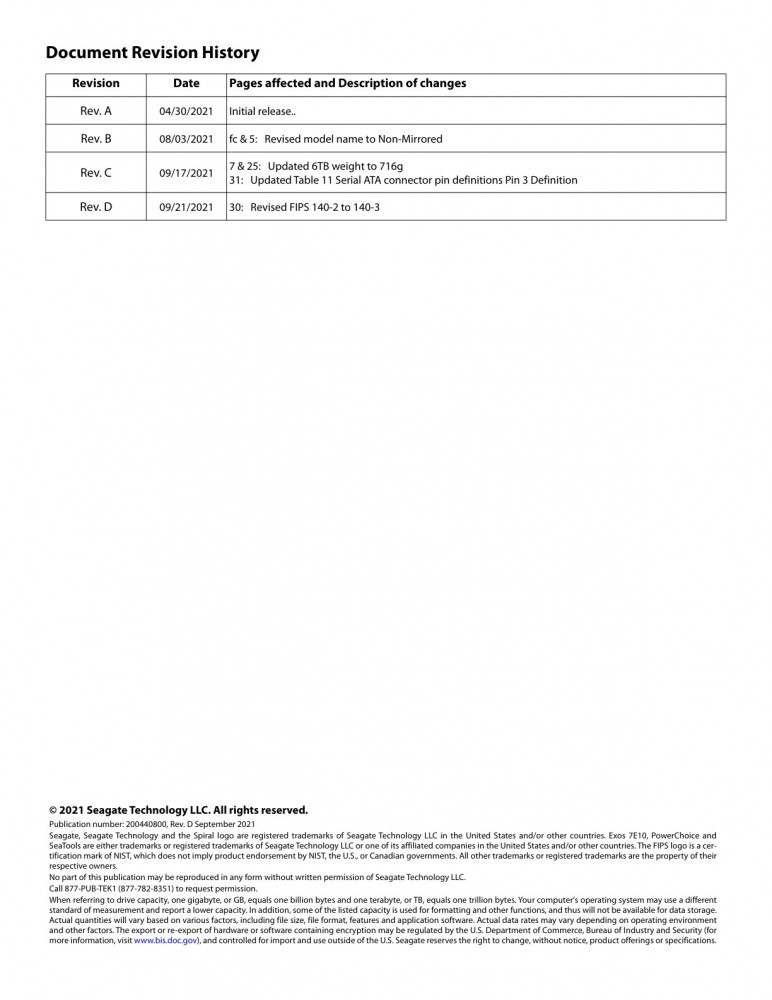 Exos 7E10 product manual preview, page 2