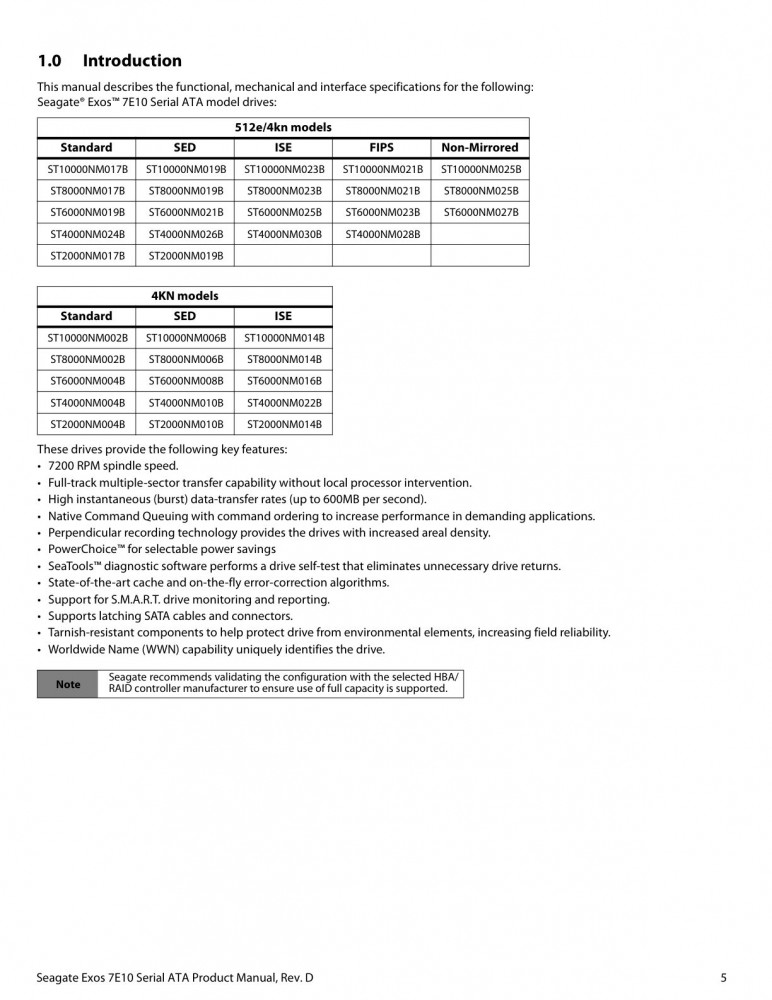Exos 7E10 product manual preview, page 6