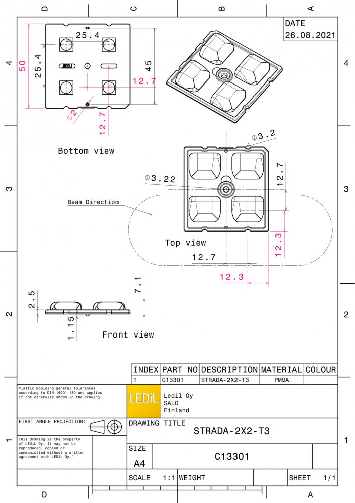 LEDiL STRADA-2X2-T3 technical drawing preview