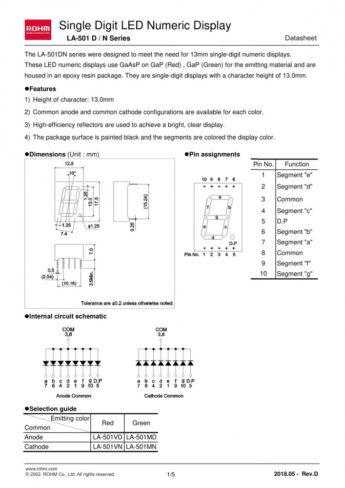 LA-501MN datasheet page 1