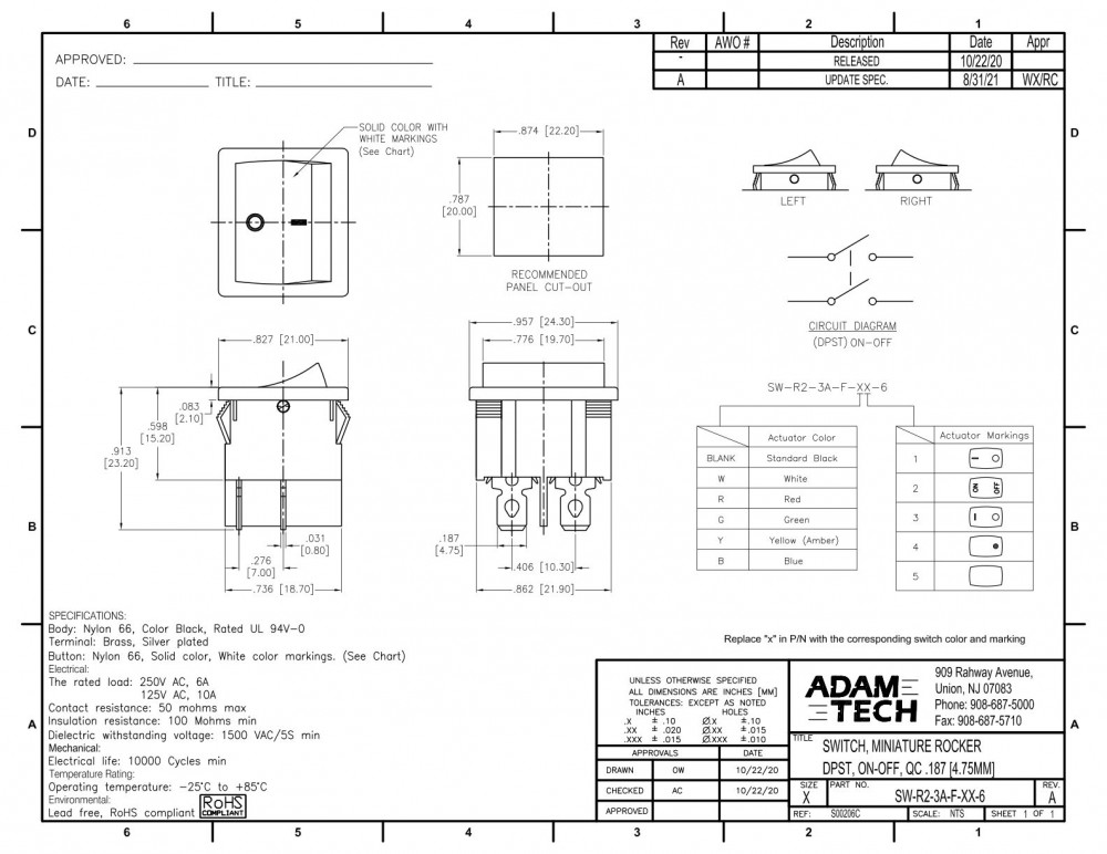 ADAM TECH product documentation image for SW-R2-3A-F-XX-6