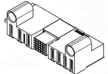 EXTreme Ten60Power Right-Angle Receptacle with Side Guides, 24 Signal Circuits