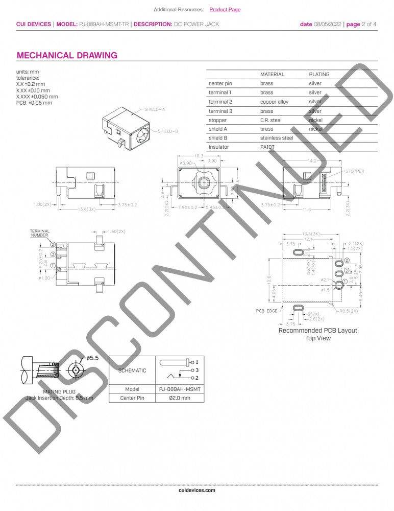 PJ-089AH-MSMT-TR datasheet page 2
