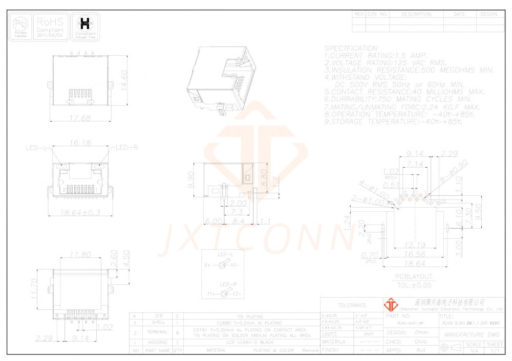 RJ45-5034-8P technical document page 1