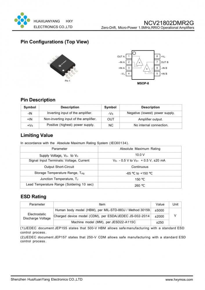 NCV21802DMR2G-HXY datasheet page 2