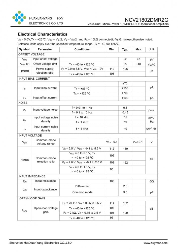 NCV21802DMR2G-HXY datasheet page 3