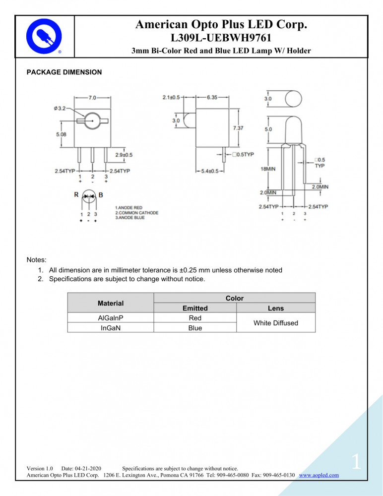 L309L-UEBWH9761 datasheet page 1
