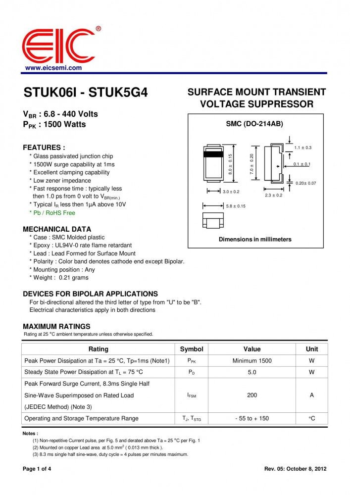 STUK series datasheet page 1