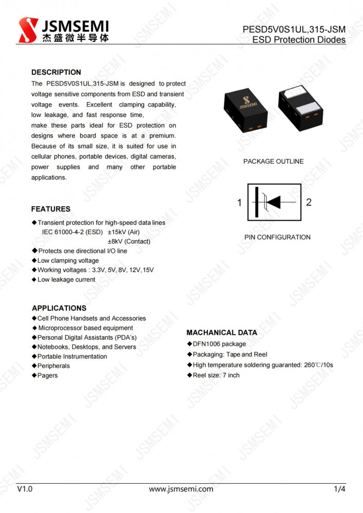 PESD5V0S1UL,315-JSM datasheet page 1