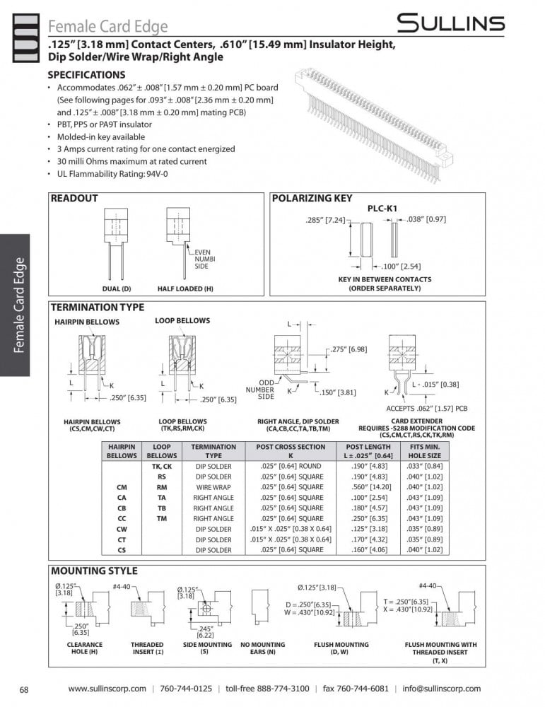 Sullins connector specification page 1