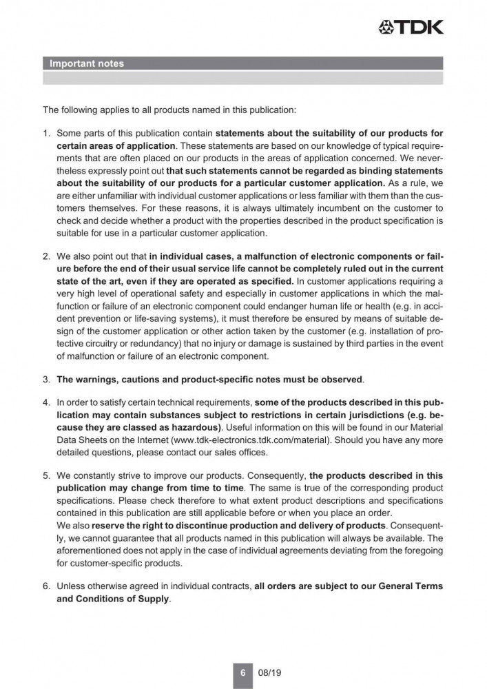 B82450A series technical document, page 6