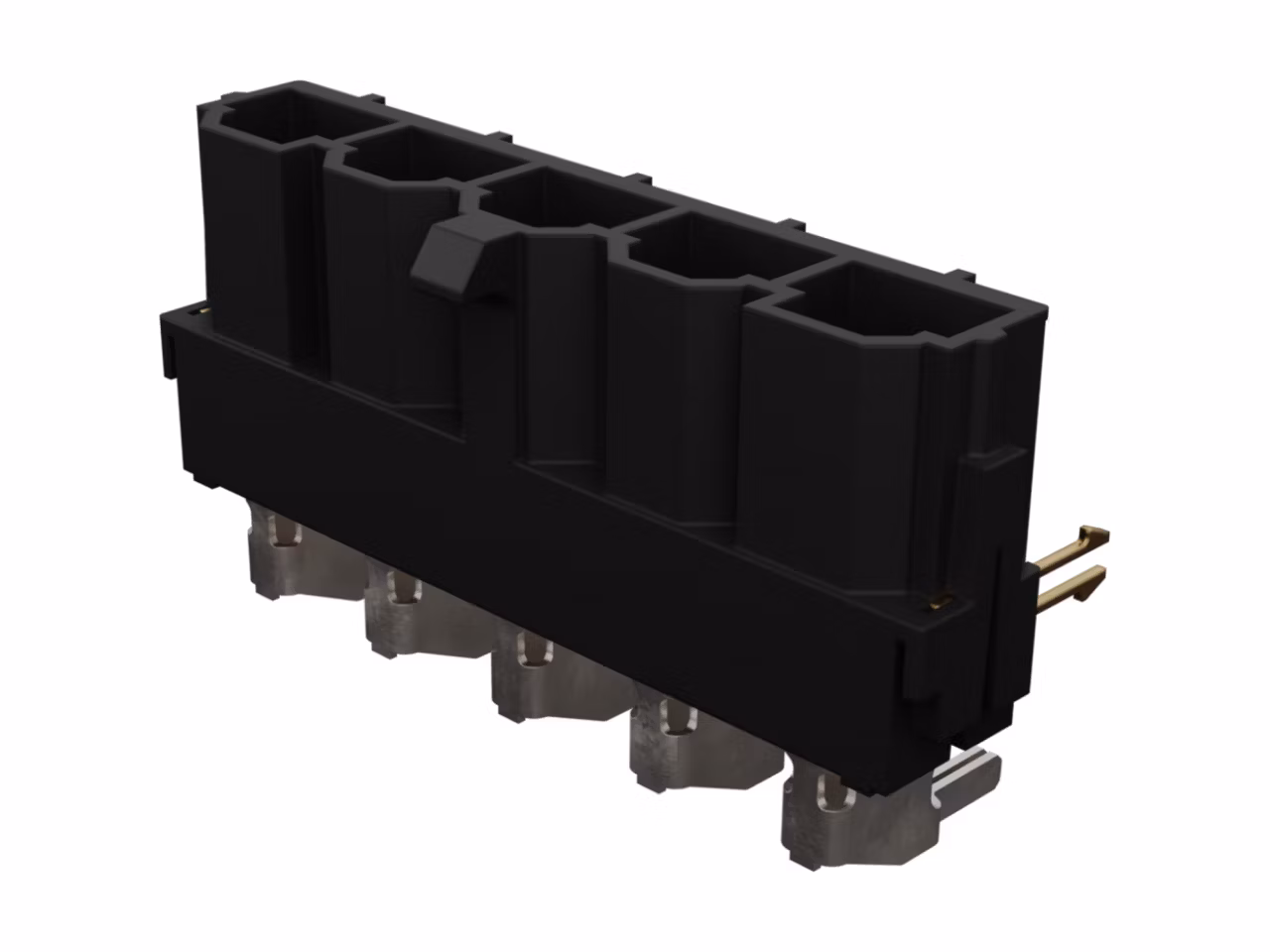 Mini-Fit Sr. Right-Angle Header, 10.00mm Pitch, Single Row, 5 Circuits, 5.10mm Tail Length, for 2.36mm PCB, Tin (Sn) Plating, with Clip, USE NYE LUBE ON MATING SURFACES for sale