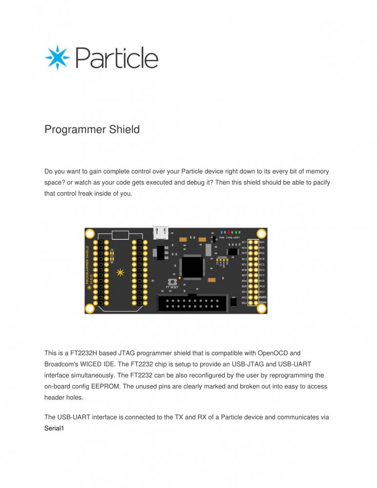 Particle PROGSHIELD documentation page 1