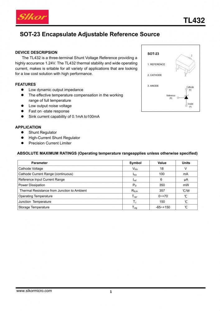 TL432 datasheet page 1