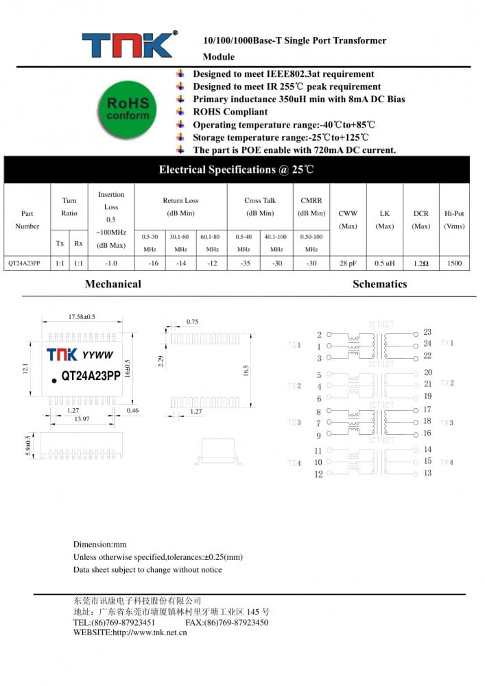 TNK QT24A23P datasheet page