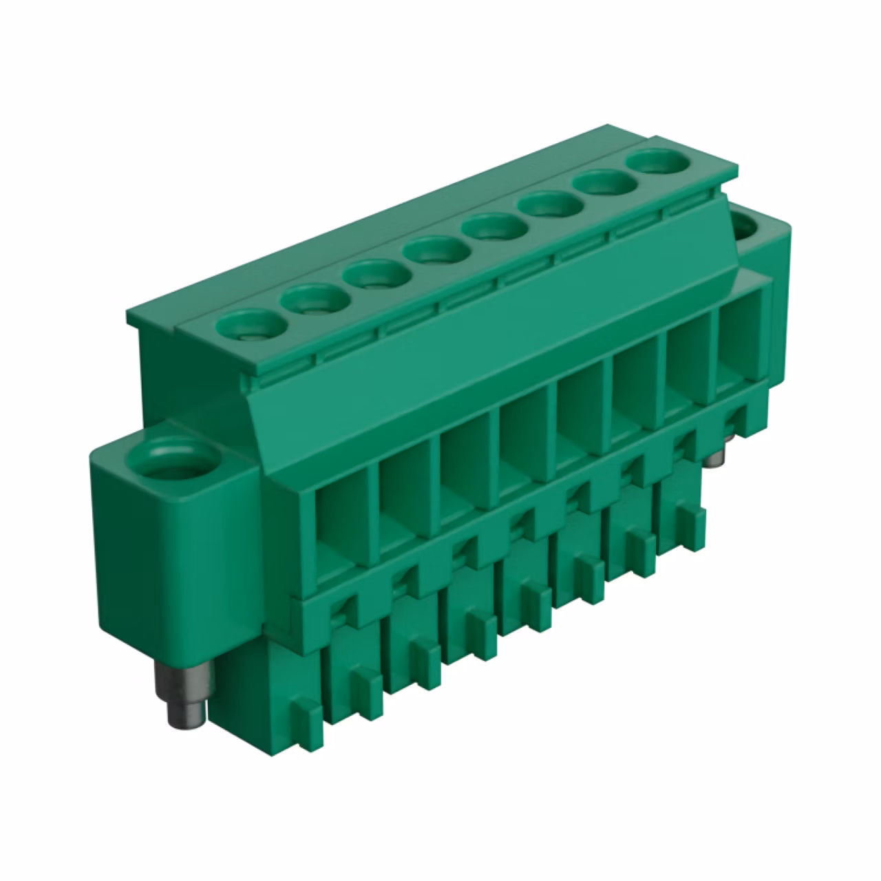 3.50mm Pitch Eurostyle Vertical Plug, with Retention Screws, Front Wire Entry, Green Housing, 8 Circuits for sale