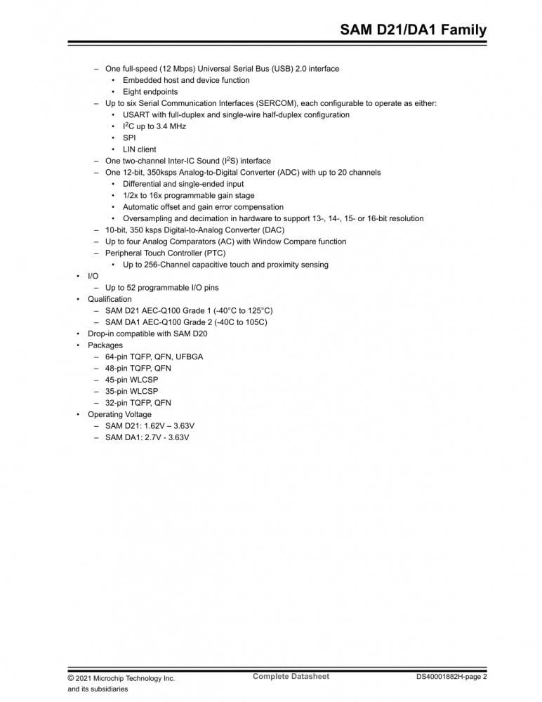 ATSAMD21-XPRO documentation page 2