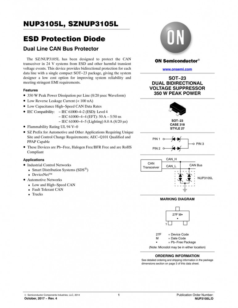 NUP3105L datasheet page 1