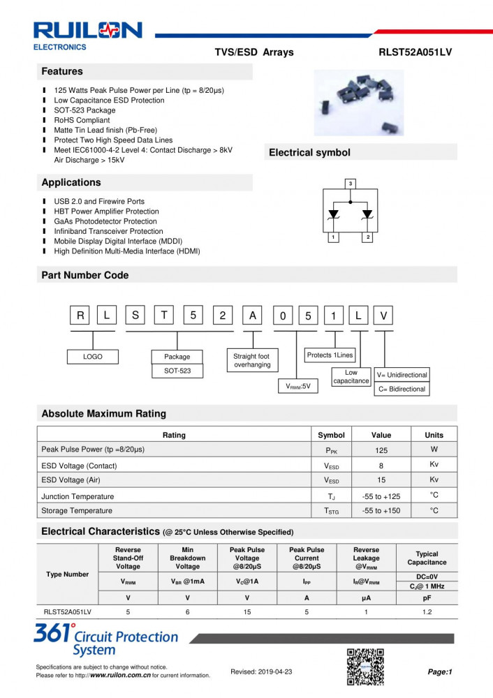 RLST52A051LV technical document page 1