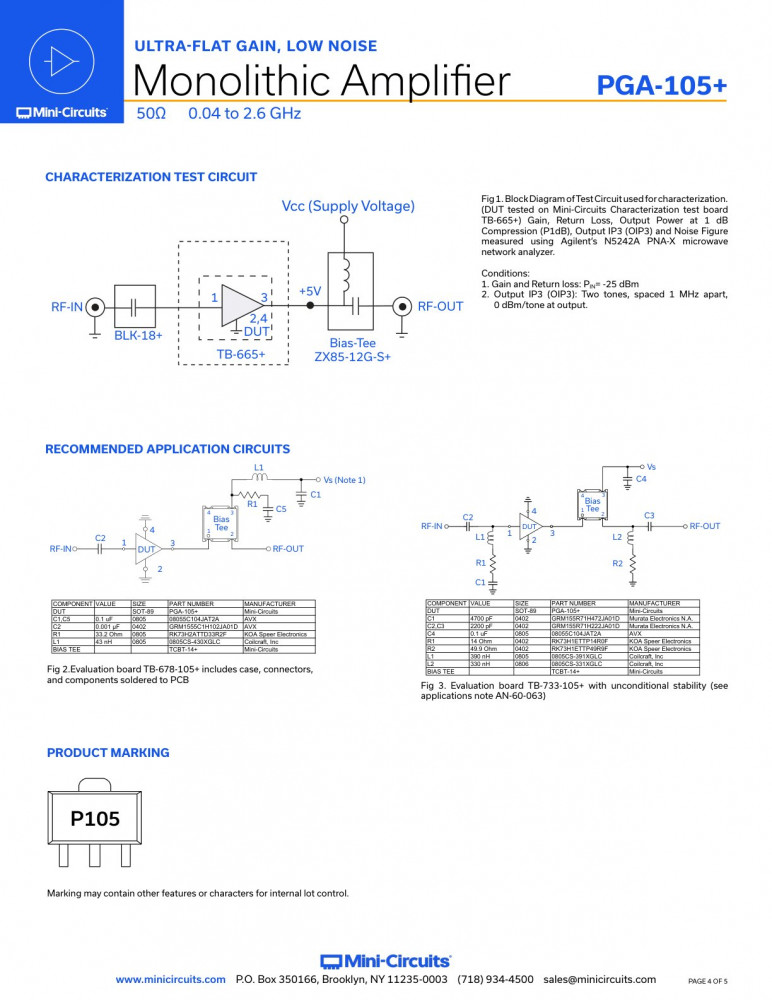 PGA-105+ technical document page 4