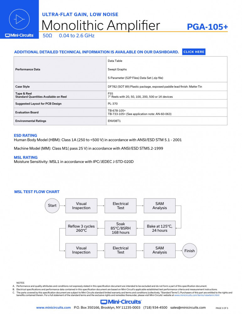 PGA-105+ technical document page 5