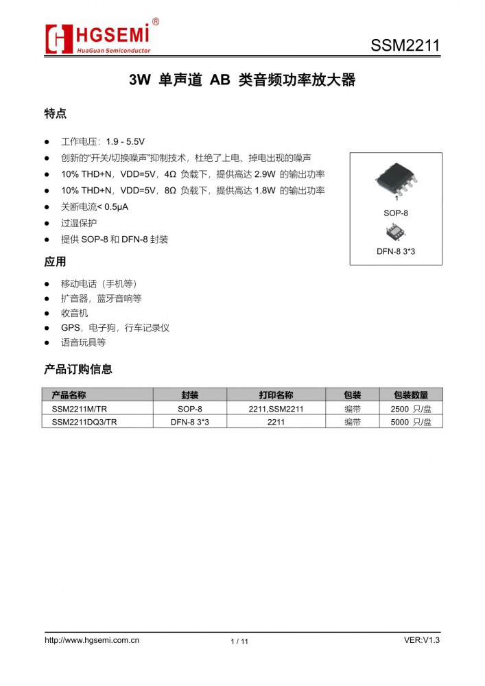 SSM2211M/TR datasheet page 1