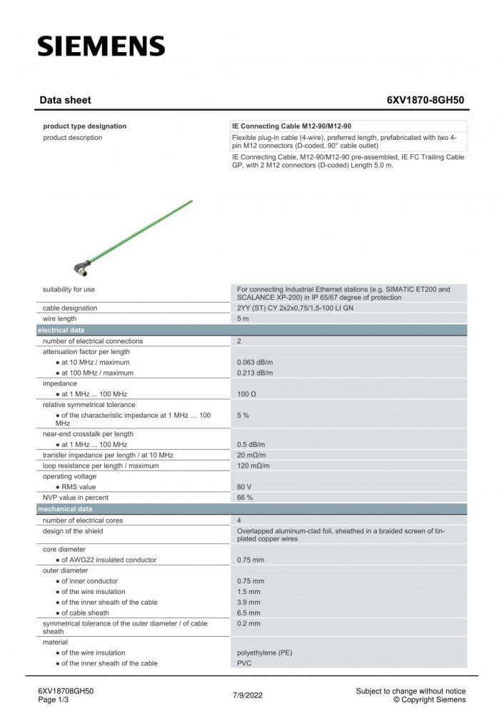 6XV18708GH50 technical document page 1