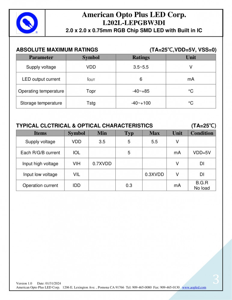 L202L-LEPGBW3DI datasheet page 3