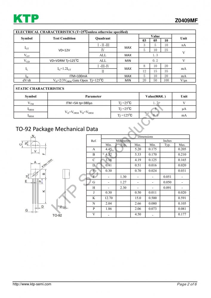 Z0409MF-KTP datasheet page 2