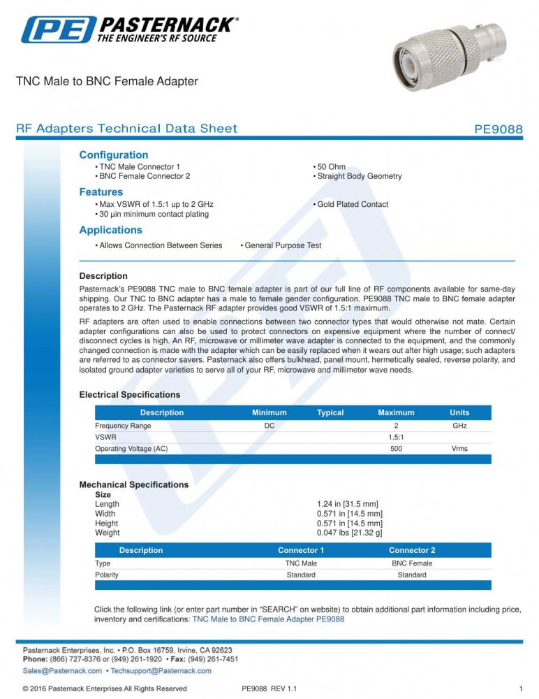 PE9088 technical document page 1