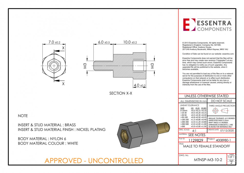 Essentra MTNSP-M3-10-2 technical drawing