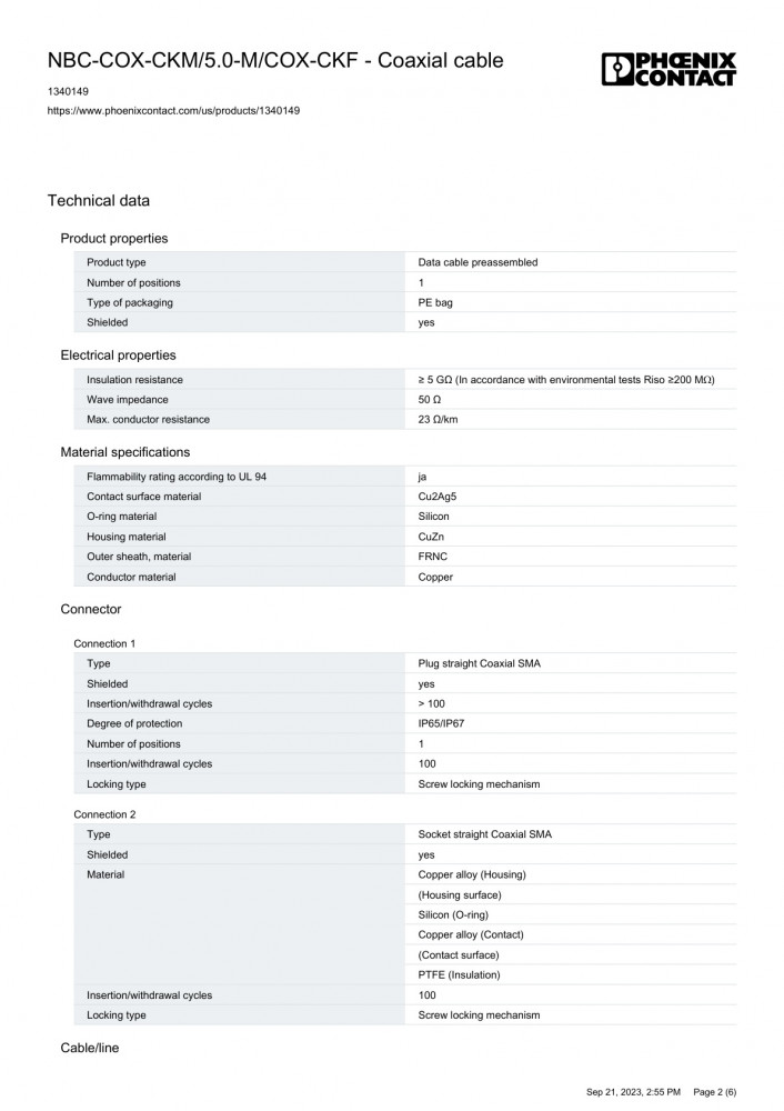 Phoenix Contact 1340149 technical document page 2
