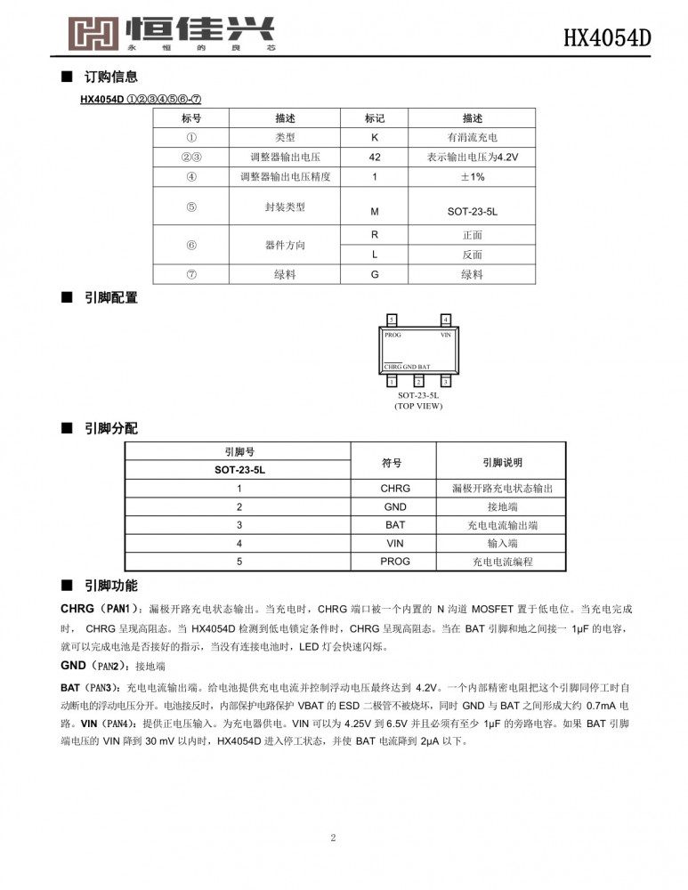 HX4054D datasheet page 2
