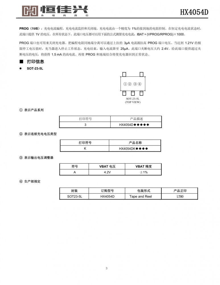 HX4054D datasheet page 3