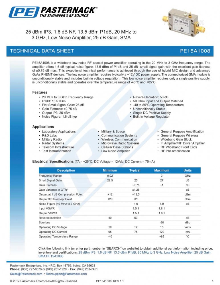 PE15A1008 datasheet page 1